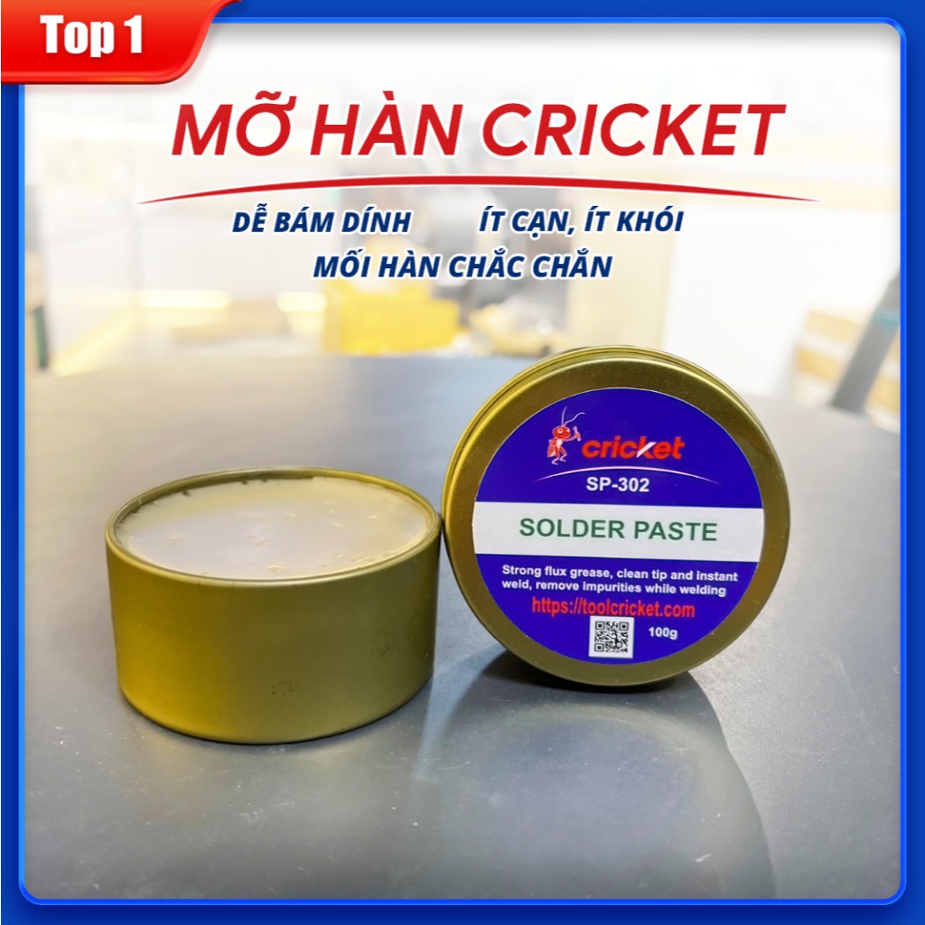Mỡ hàn Cricket 100g, mỡ trợ hàn siêu bám dính - Mối hàn chắc chắn, mạnh ...