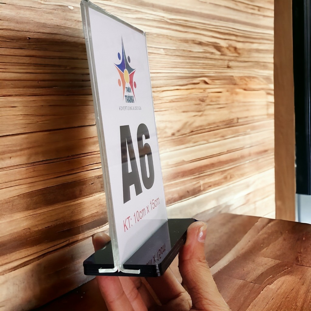 Menu mica, Mã quét qr để bàn A6, Standee mica A6 để bàn, đủ loại màu ...