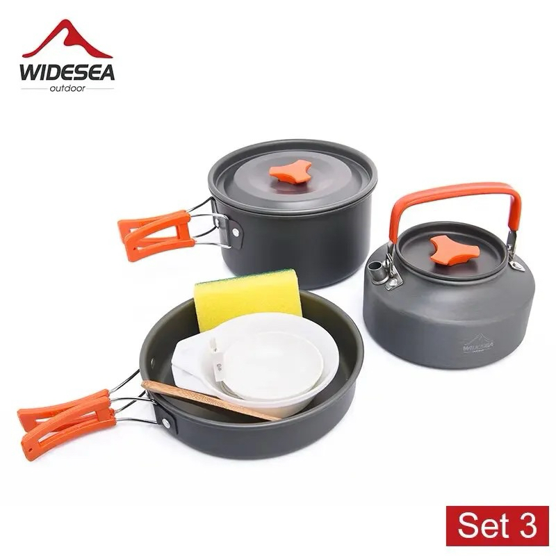 Bộ Nồi Cắm Trại Hợp Kim Nhôm WIDESEA 8 Món Có Ấm,Set Camping Coooking Aluminum | Shopee Việt Nam