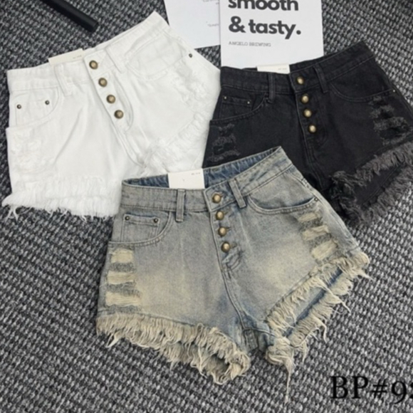 Quần short jean 4 nút rách tua lai lưng cao ôm bodyi | Shopee Việt Nam