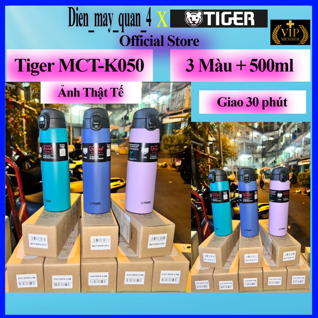 Bình giữ nhiệt Tiger MCT-K050 / MCT-K050 ATV / MCT-K050 VTV / MCT-K050 GTV [500ml] nắp bật ...