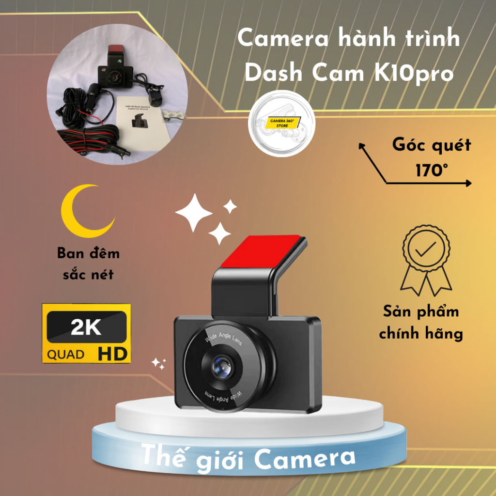 Cam hành trình K10pro - Độ phân giải 2K siêu nét - Cảnh báo làn đường ...