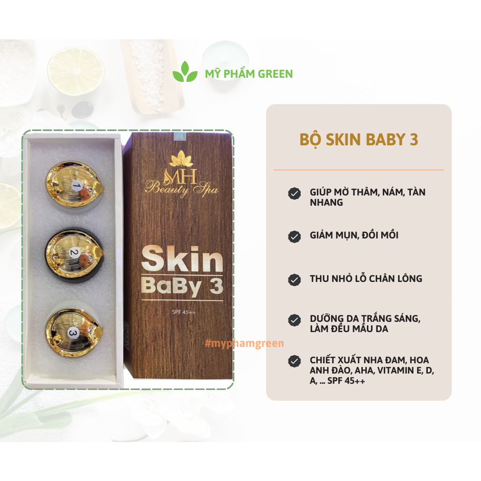 Bộ Kem Skin Baby 3 MH Beauty spa- Bộ ba mờ thâm, nám, tàn nhang. Dưỡng ...