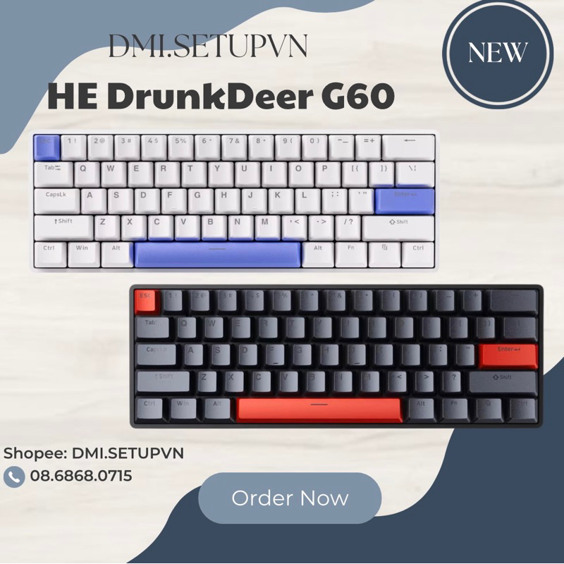 Bàn phím từ HE DrunkDeer G60 | Magnetic Switch - Rapid Trigger | Shopee Việt Nam