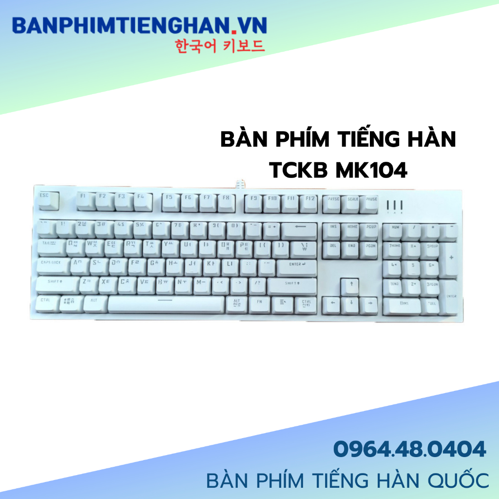 Bàn phím tiếng Hàn cơ có dây TCKB MK104 màu trắng, Led Rainbow, Outemu ...