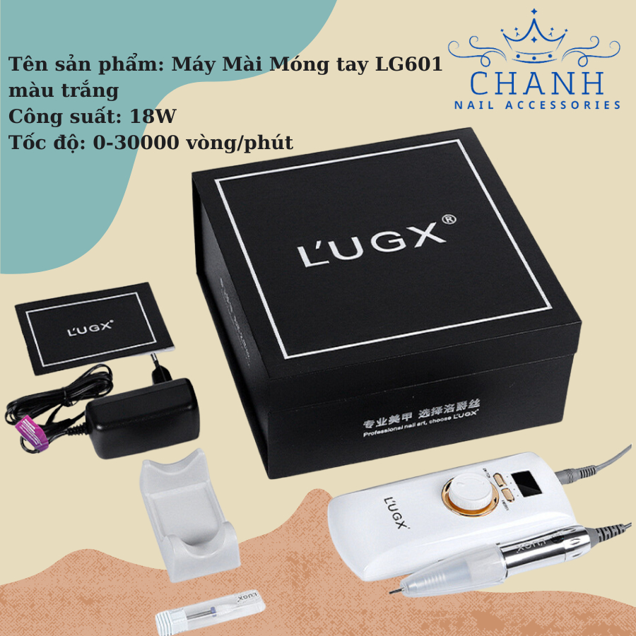 Máy Mài Móng LUGX Tích Điện LG601 Công Suất 18W lên tới 30.000 vòng/phút, Chanh Nail Tặng Kèm ...