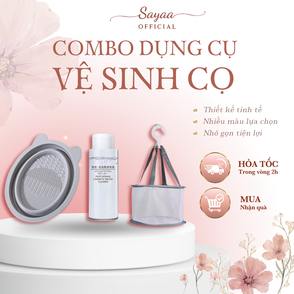 Dụng cụ vệ sinh cọ Sayaa trang điểm bằng nhựa cao cấp gấp gọn tiện dụng ...
