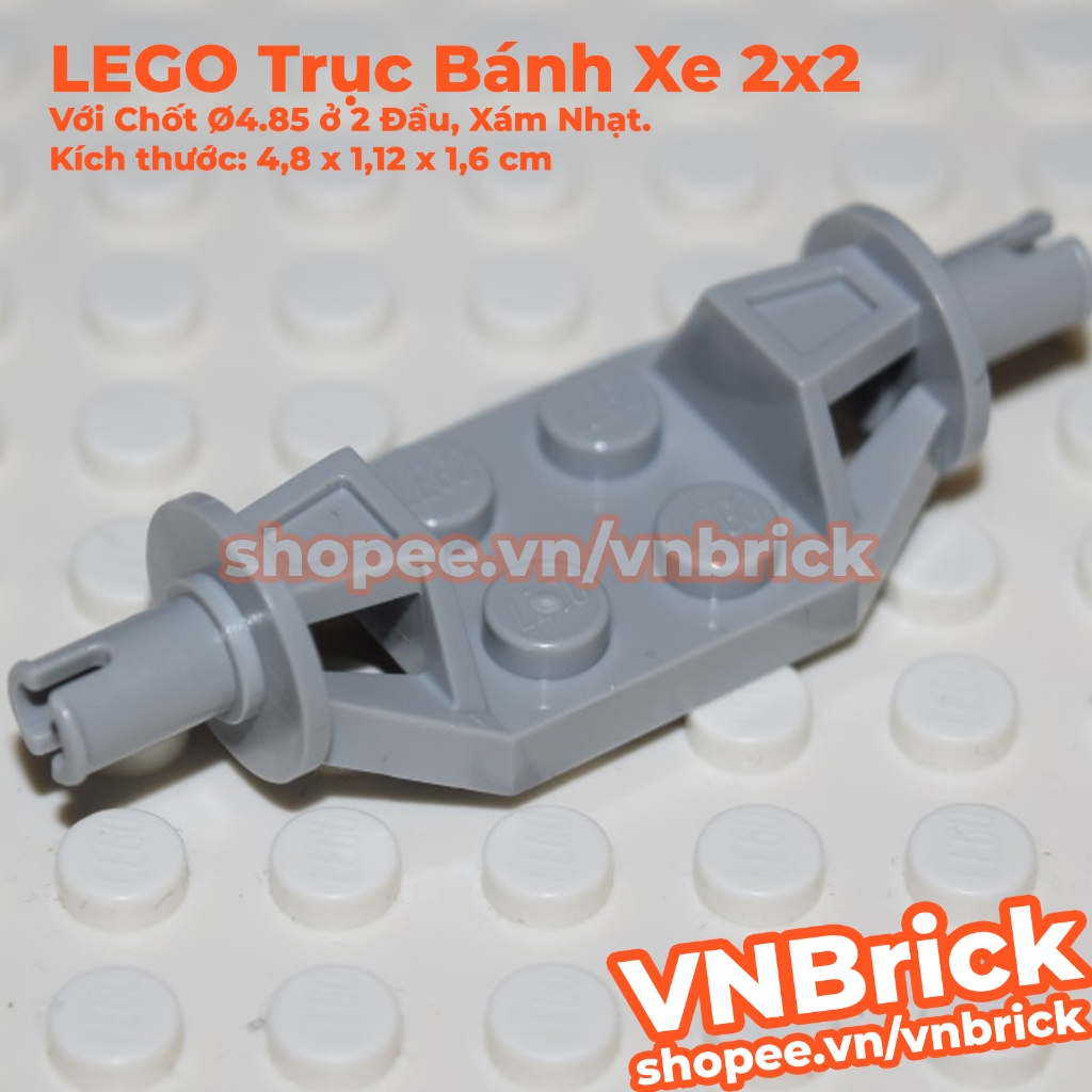 [1 Cái] LEGO Trục Bánh Xe 2x2 Với Chốt Ø4.85 ở 2 Đầu, Xám Nhạt ID ...