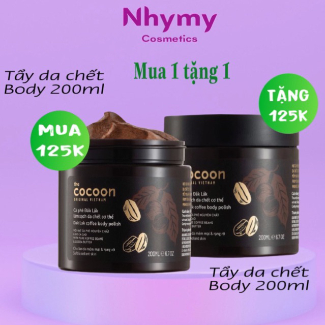 (Mua 1 tặng 1) Tẩy da chết cơ thể cà phê Đắk Lắk Cocoon cho làn da mềm ...