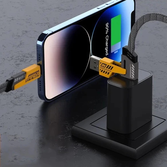 Dây cáp sạc 4 in 1 27w max 65w bọc dù chống rối đứt sạc nhiều thiết bị điện thoại laptop đa năng ...