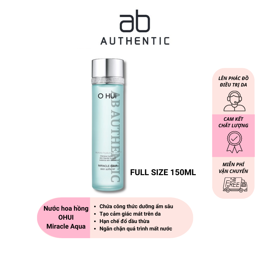 Nước hoa hồng Toner Ohui Aqua xanh cấp nước, kiềm dầu Ohui Miracle ...