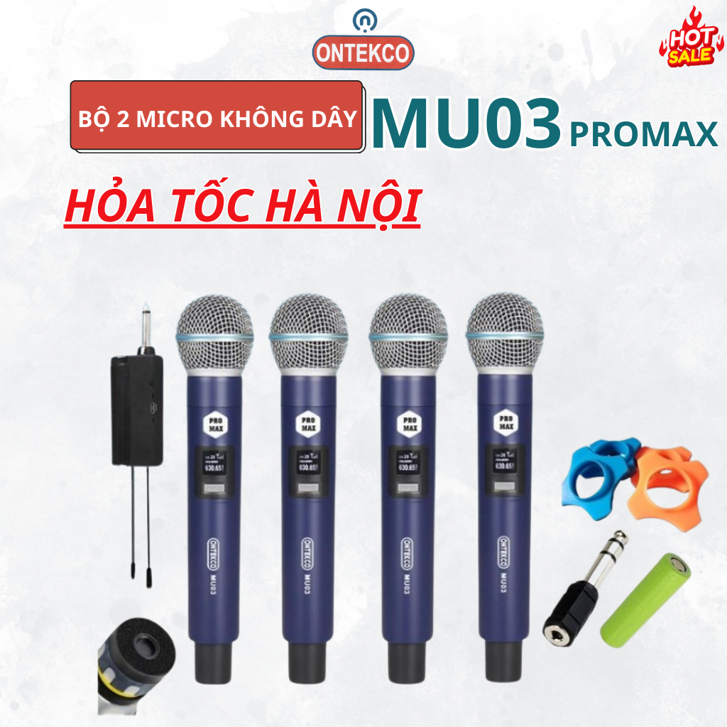 Bộ micro không dây ONTEKCO MU03 PROMAX/MU03 cao cấp đa năng dùng cả trong nhà và ngoài trời ...
