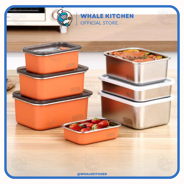 Hộp đựng thực phẩm inox 600-2600ml có nắp Whale Kitchen dễ dàng phân loại và bảo quản thực phẩm ...