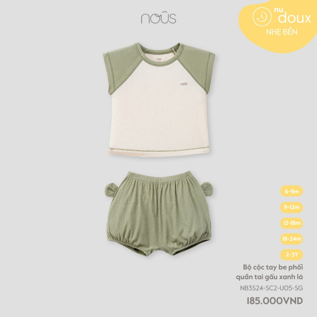 Nous Baby Bộ quần áo cộc tay chui đầu cho bé trai bé gái phối nhiều màu ...
