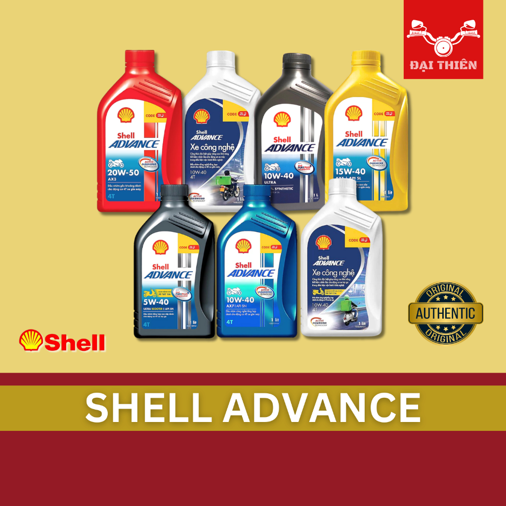 Dầu Nhớt Chính Hãng SHELL ADVANCE phù hợp cho các loại xe số, côn tay ...