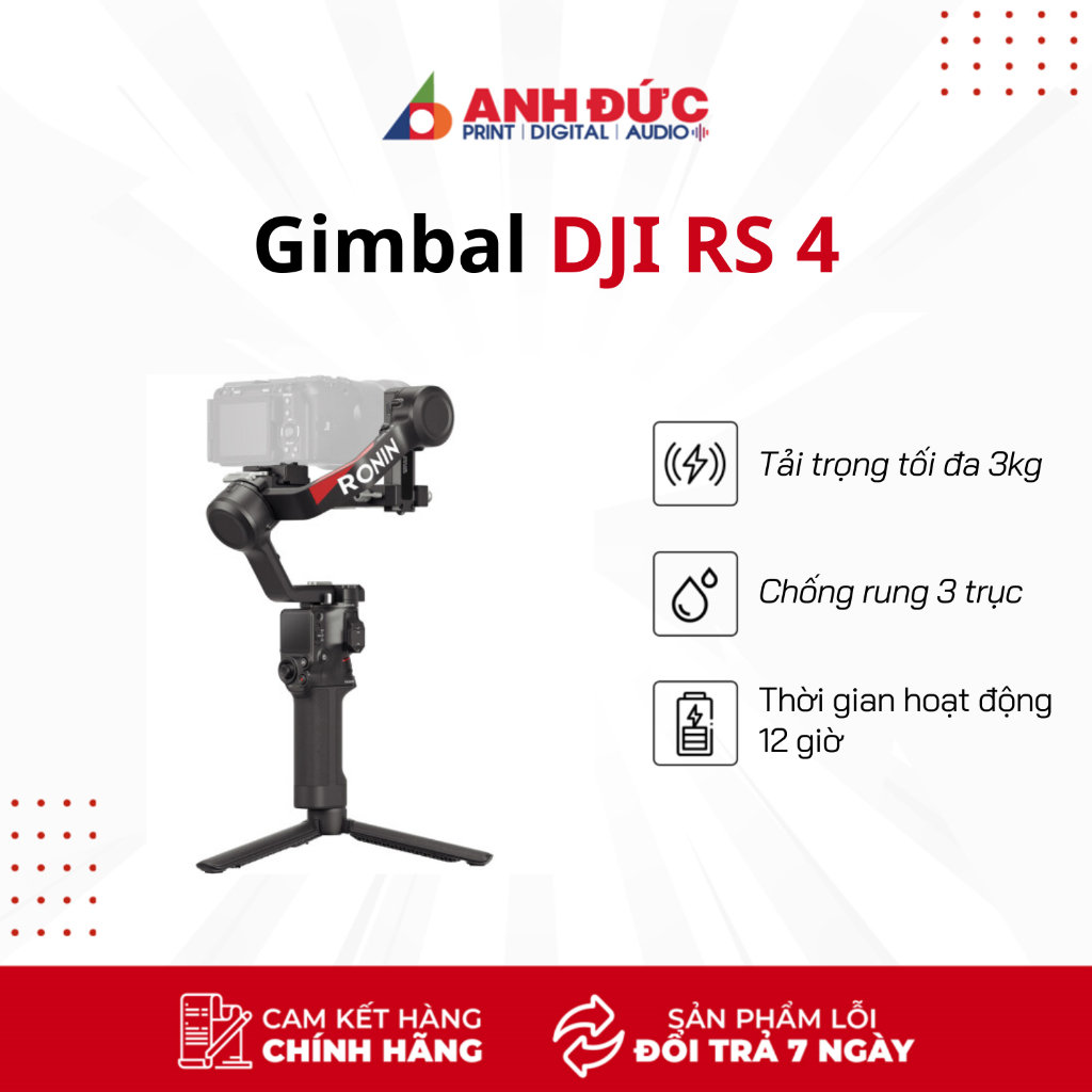 Gimbal Chống Rung Máy Ảnh DJI RS4 / RS4 Pro - Hàng Chính Hãng Tải Trọng 3 kg, Quay Dọc Linh Hoạt ...