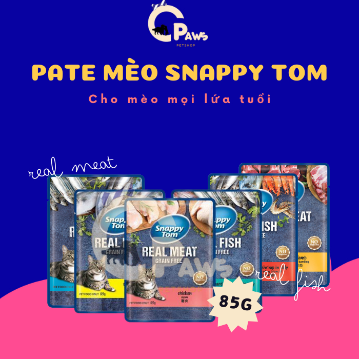 Pate Snappy Tom Real Fish cho mèo gói 85g | Shopee Việt Nam