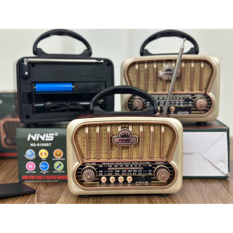 Đài radio NNS 8109 BT kết nối bluetooth, FM, AM,SW, có cổng usb, cổng ...