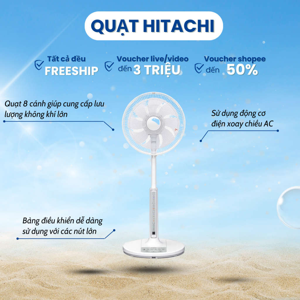 Quạt Hitachi HEF-AL300D màu trắng - 8 cánh 4 tốc độ gió, Nội địa Nhật | Shopee Việt Nam