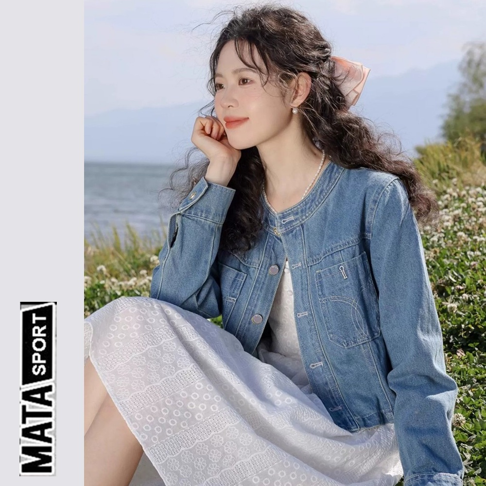 Áo khoác jean cổ tròn form lững - form vừa VIO68 size 40-63kg Matasport | Shopee Việt Nam