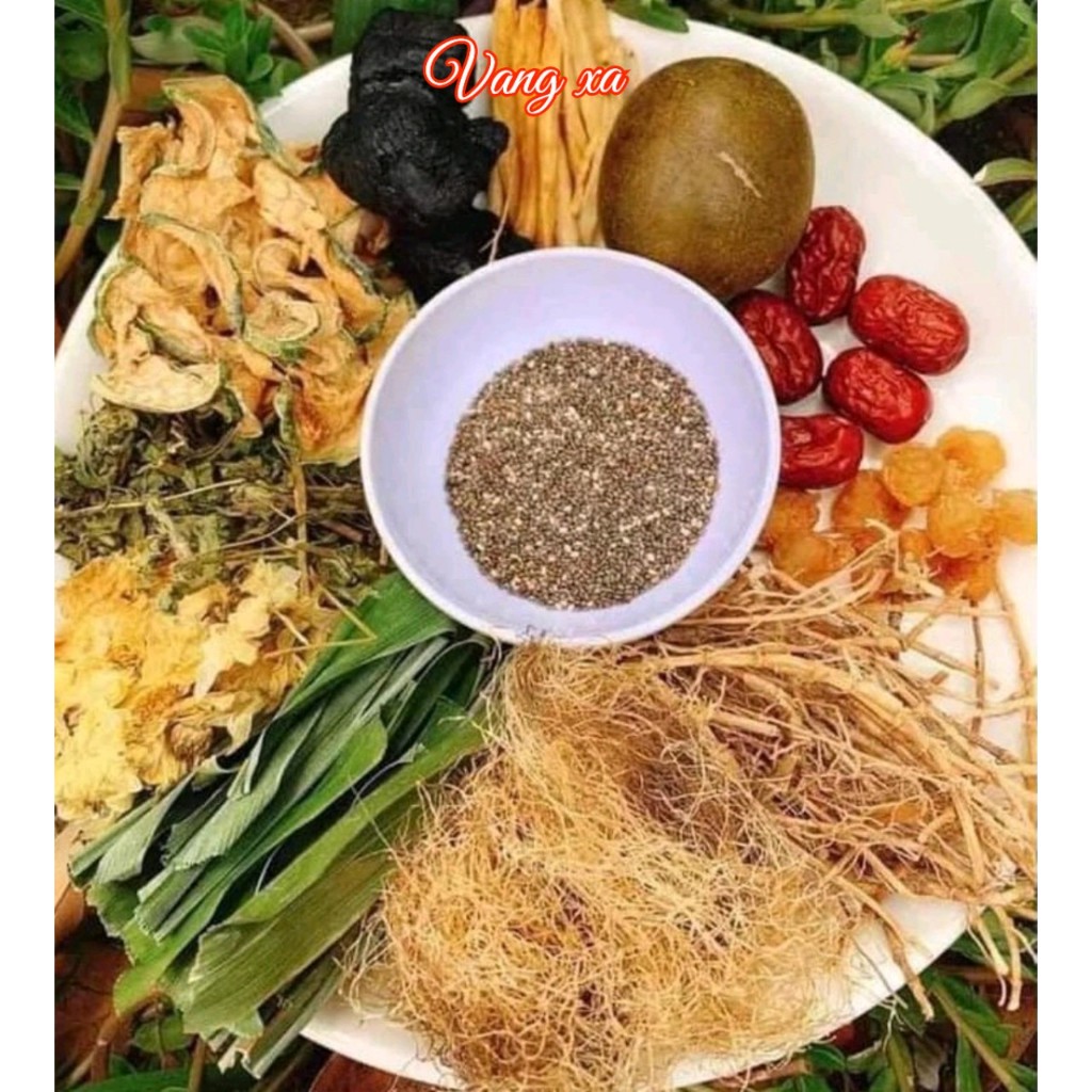 Trà bí đao hạt chia (sâm bí đao) nấu 7 đến 10 lit nước giải nhiệt thanh ...