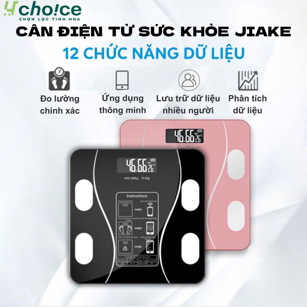 Cân điện tử sức khỏe JIAKE đo lường chính xác, phân tích 12 dữ liệu và ...