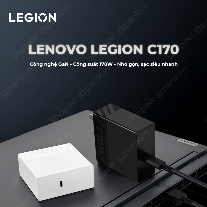 Bộ sạc Lenovo Legion C170 | Công suất 170W | Công nghệ GaN | Cáp sạc Chip E-Mark | Trọng lượng ...
