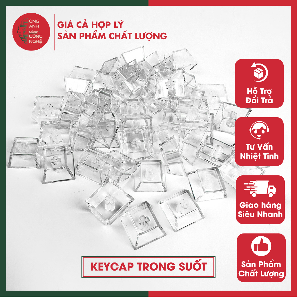 Keycap trong suốt Crystal xuyên led siêu đẹp dùng thay thế keycap bàn ...