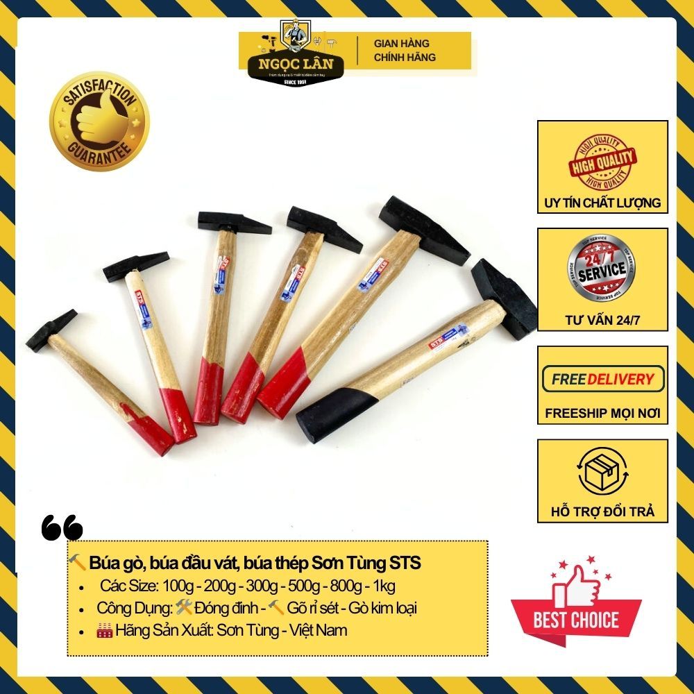 Búa gò, búa đầu vát, búa thép Sơn Tùng STS 100g-200g-300g-500g-800g-1kg | Shopee Việt Nam