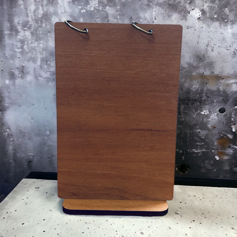 Menu gỗ size A4/A5 có khoen tròn kẹp được nhiều tờ cho Quán cafe, Nhà ...
