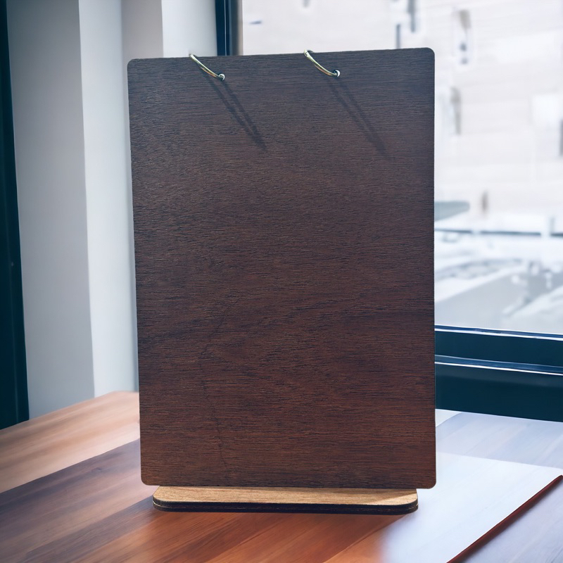 Menu gỗ size A4/A5 có khoen tròn kẹp được nhiều tờ cho Quán cafe, Nhà ...