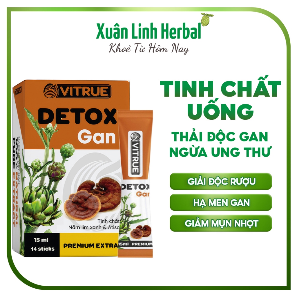 Thải độc gan Vitrue Detox gan giúp hạ men gan giải độc gan giảm mụn ...
