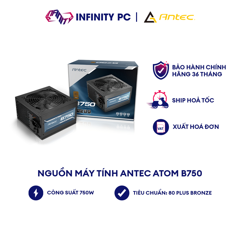 PSU Nguồn máy tính Antec ATOM B750 (Bronze, 230V) – 750W hàng chính hãng bảo hành 3 năm | Shopee ...