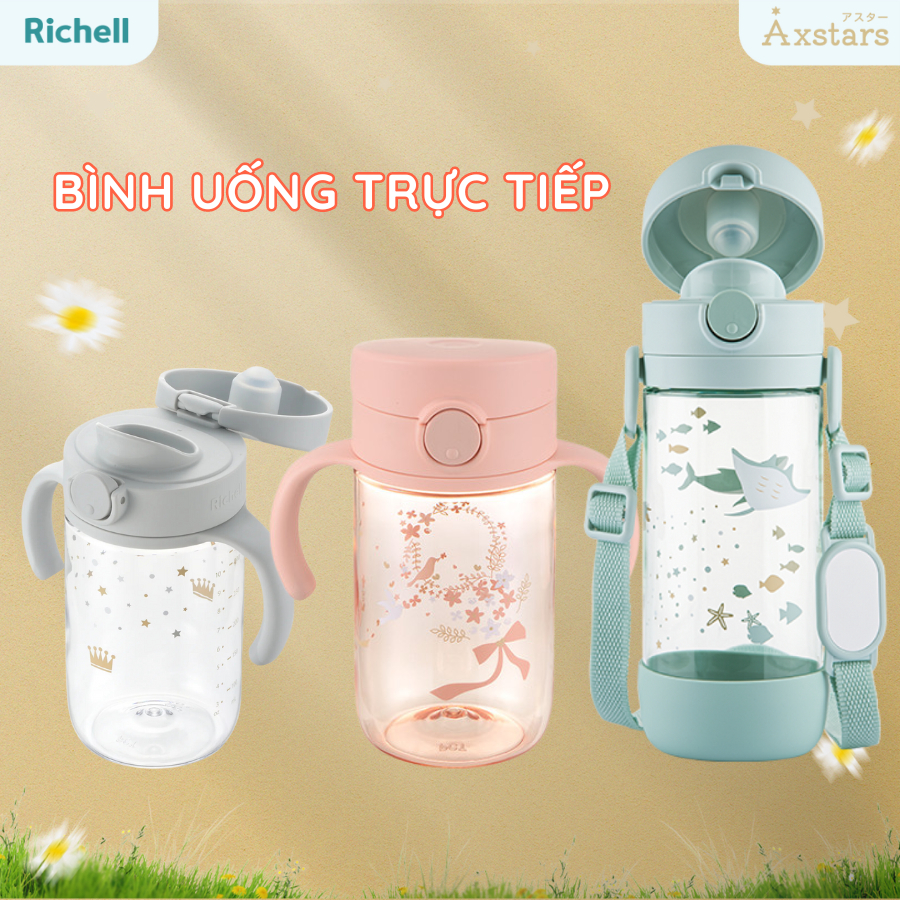 Bình uống Trực tiếp RICHELL Nhật AXSTARS chống sặc 200ml-320ml-450ml | Baby | Shopee Việt Nam