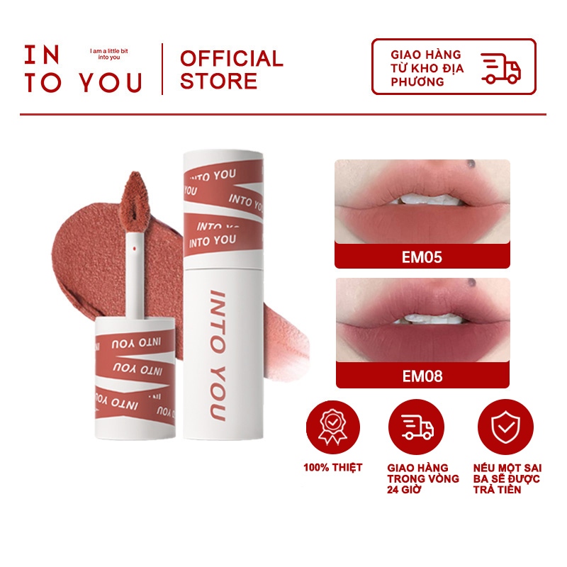 INTO YOU Son bùn tone đất lì son môi intoyou dạng bùn EM08 mềm mịn lâu trôi | Shopee Việt Nam