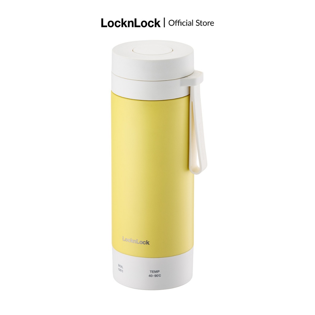 Bình đun giữ nhiệt 2 trong 1 LocknLock Heating tumbler 300ml màu vàng, ngà bằng thép không gỉ ...