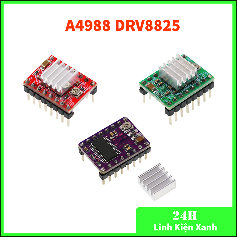 Module Điều Khiển Động Cơ Bước A4988, DRV8825 (Kèm Tản Nhiệt) | Shopee ...