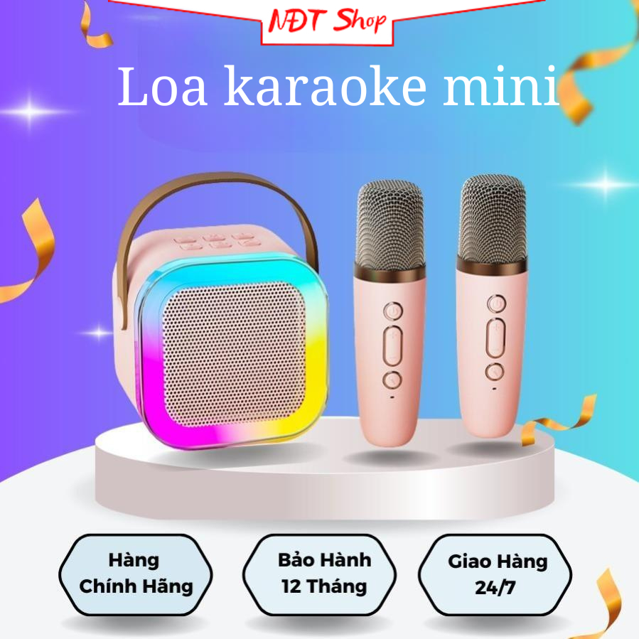 Loa Bluetooth Karaoke Mini 2 mic K12 công suất 10W, bộ loa mic hát ...