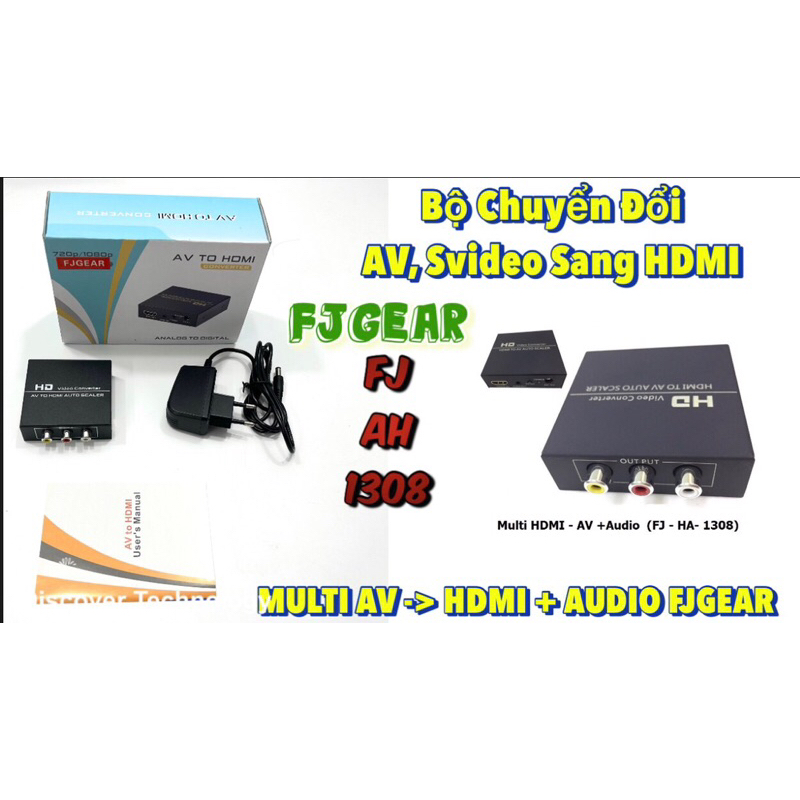 BỘ CHUYỂN ĐỔI AV, SVIDEO SANG HDMI FJGEAR (FJ AH 1308) | Shopee Việt Nam