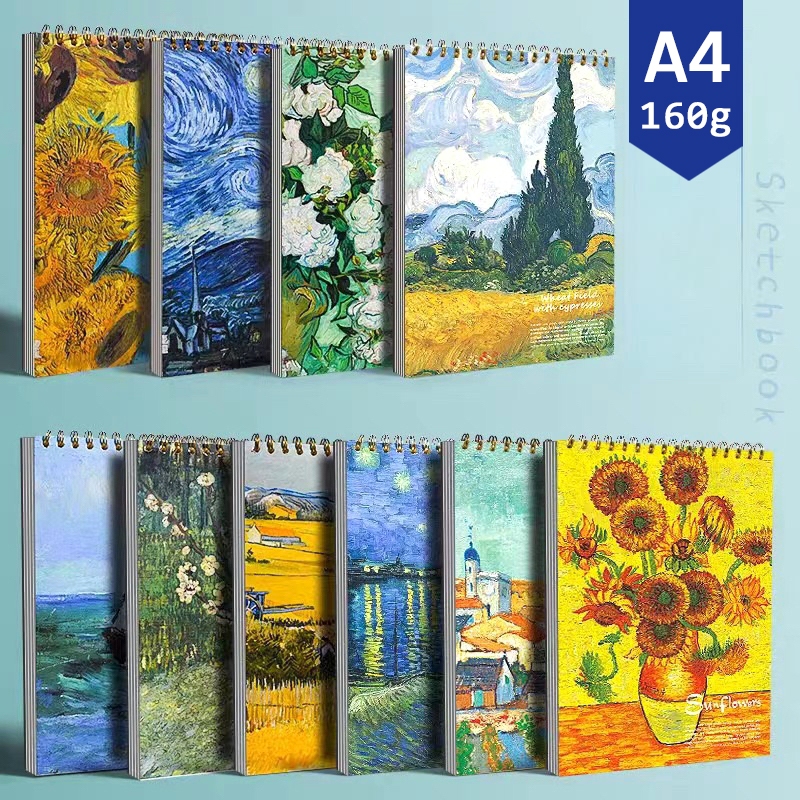 [A4 160gsm 80trang] Sổ lò xo A4 Vincent Van Gogh Sketchbook bìa cứng ...