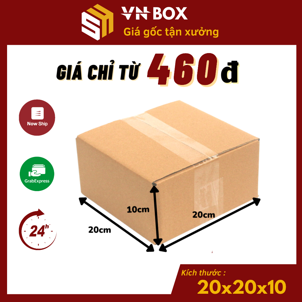 20x20x10 Combo 10 Hộp carton đóng hàng, hộp giấy gói hàng đựng mỹ phẩm ...
