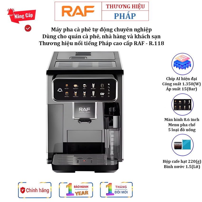Máy pha cà phê tự động RAF R.118 Pháp cao cấp dùng cho quán cà phê - nhà hàng - khách sạn ...