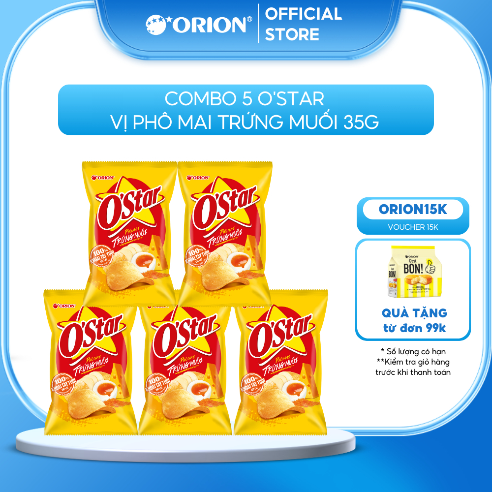 Combo 5 Bánh Snack ORION O'Star vị Phô Mai Trứng Muối 35G | Shopee Việt Nam