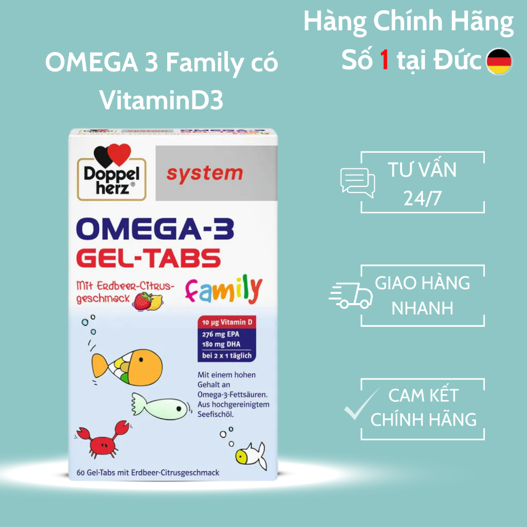 [ Đủ Bill ] Viên Nhai OMEGA 3 Family có VitaminD3 Doppel//herz System ...