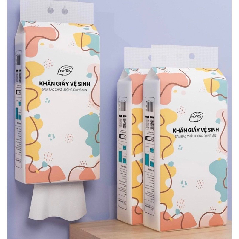 Bịch khăn giấy rút treo tường TOPGIA 4 lớp dày dặn dai và mịn hoạ tiết ...