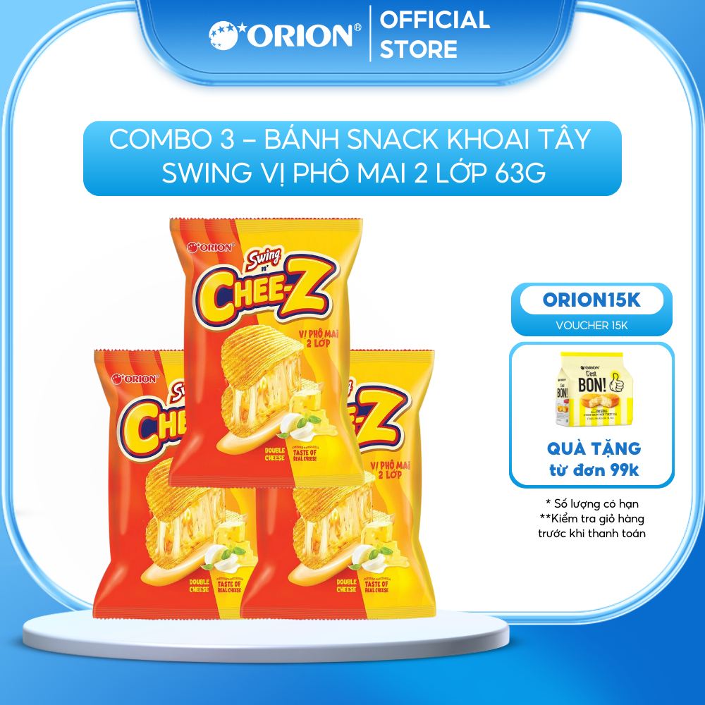 Combo 3 Bánh Snack ORION Khoai Tây Swing vị Phô Mai 2 Lớp 56g | Shopee Việt Nam