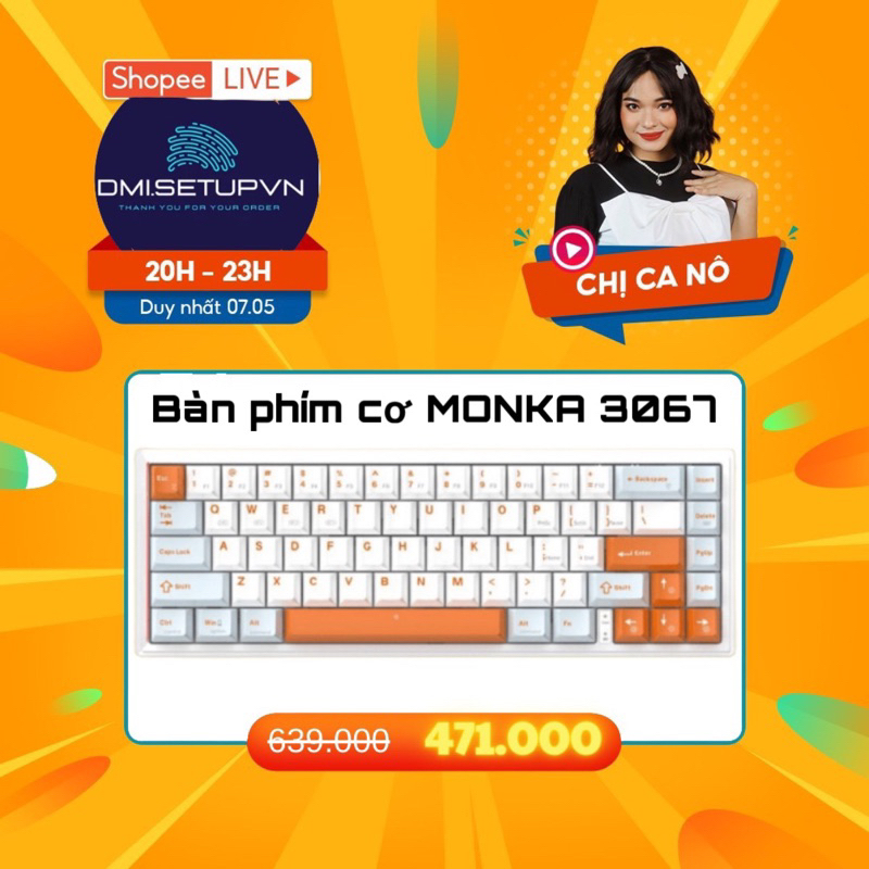 [GIAO NGAY] Bàn phím cơ MONKA 3067 / FULL PHÍM / 1MODE / LED RGB ...