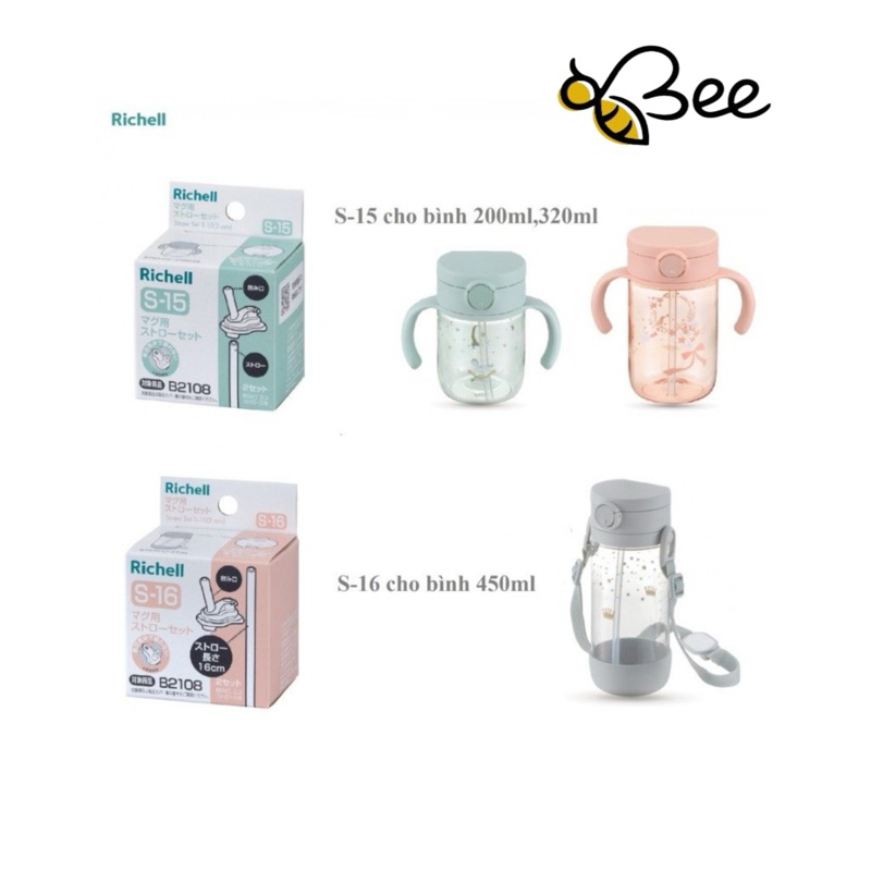 [HÀNG CHÍNH HÃNG] Ống hút thay thế cho bình ống hút Richell Axstars 200ml/ 320ml/ 450ml ( S15 ...