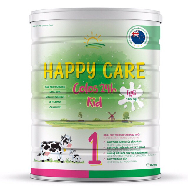 Sữa Non Happy Care Colos 24h Kid - Dành cho trẻ 0-12 tháng, Tăng cường sức đề kháng, tăng hệ ...
