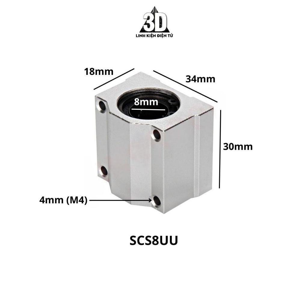 Con trượt tròn SCS6UU SCS8UU SCS10UU SCS12UU dành cho máy in 3D, CNC ...
